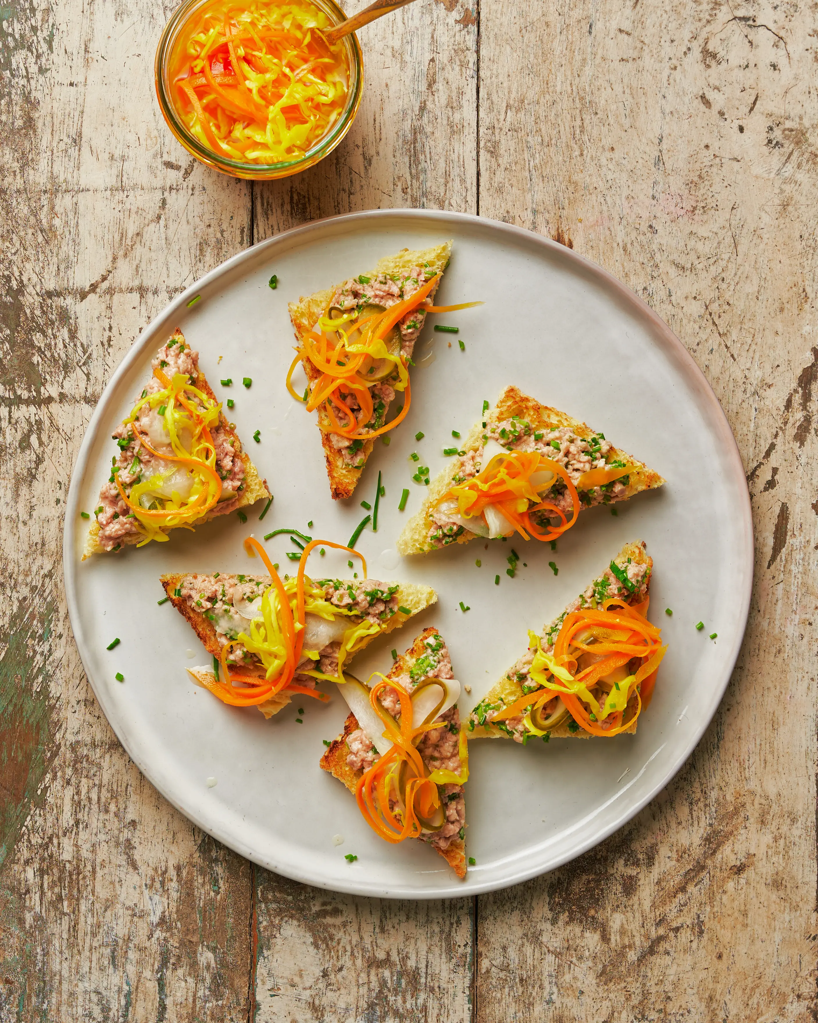 Cod liver rillettes with pickled vegetables